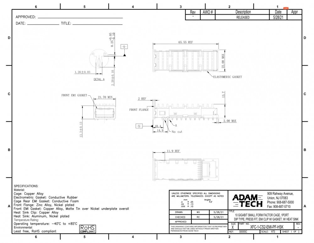 XFC-1-CS2-EMI-PF-HSK technical drawing page 1