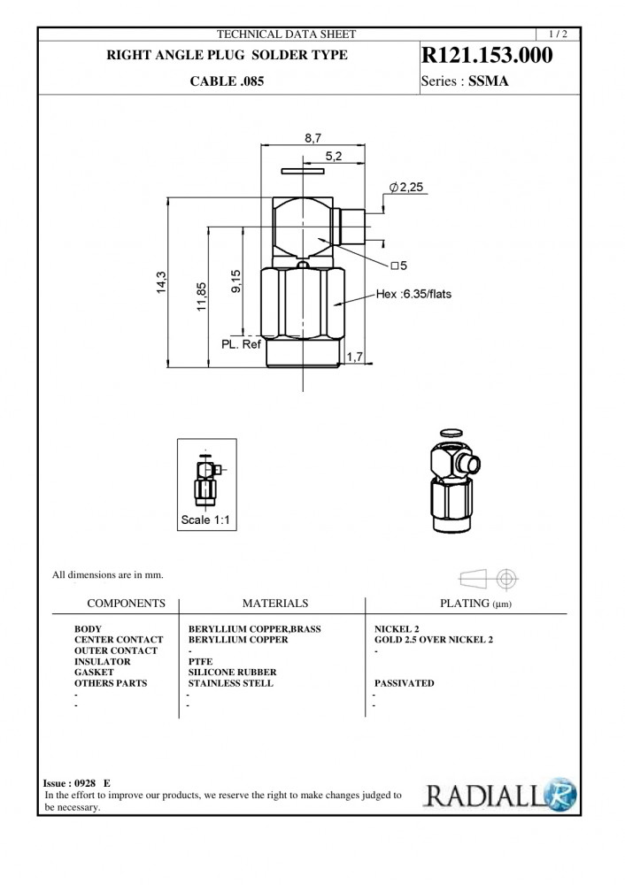 Radiall R121153000 datasheet page 1