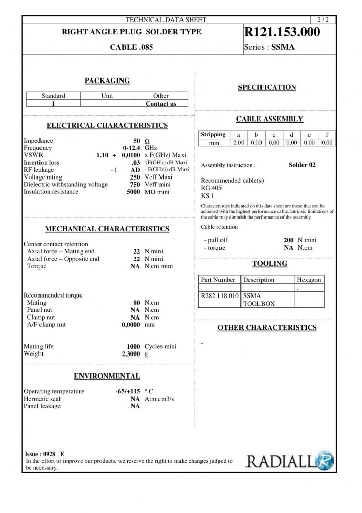 Radiall R121153000 datasheet page 2