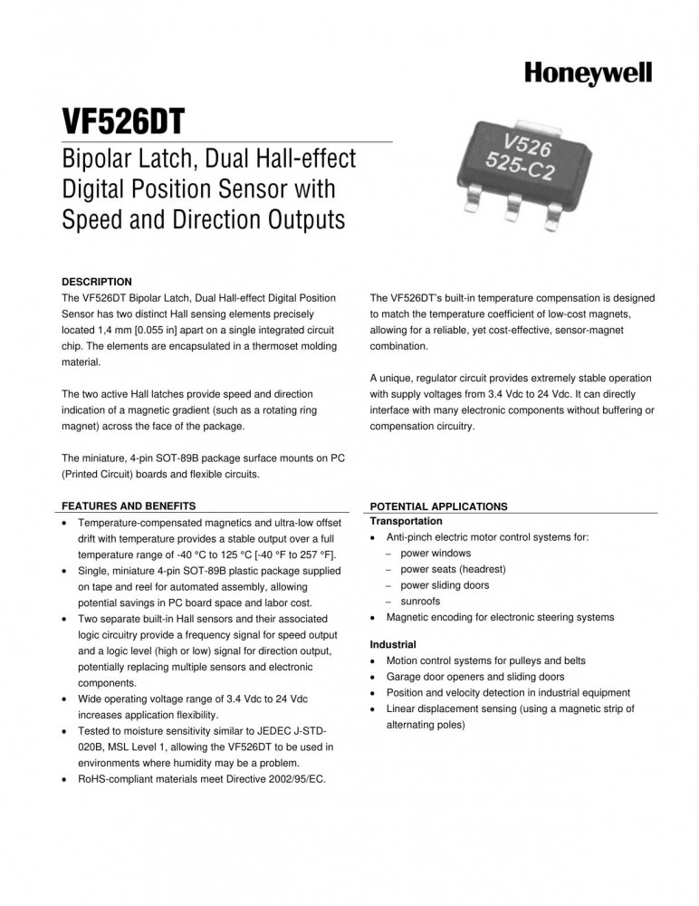 VF526DT technical document page 1