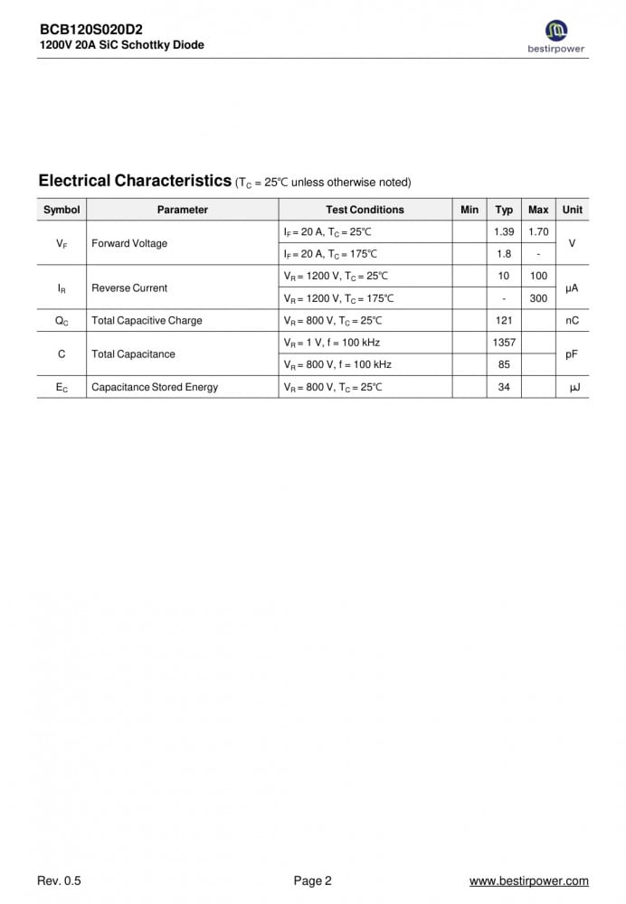 BCB120S20D2 datasheet page 2