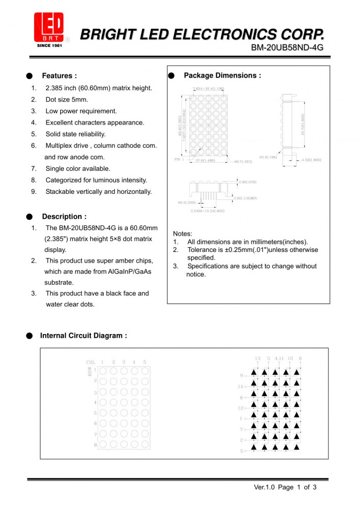 BM-20UB58ND-4G technical document page 1