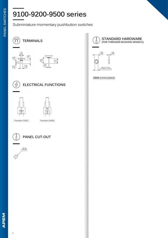 APEM 9100-9200-9500 series datasheet page 2