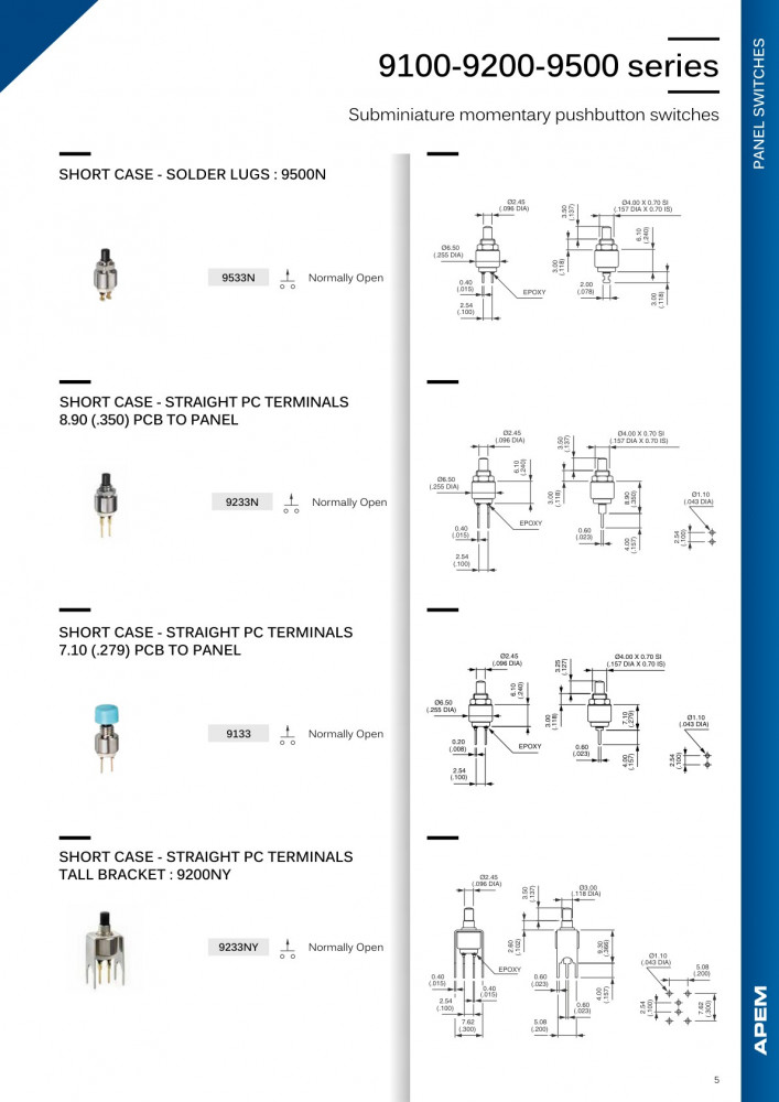 APEM 9100-9200-9500 series datasheet page 5