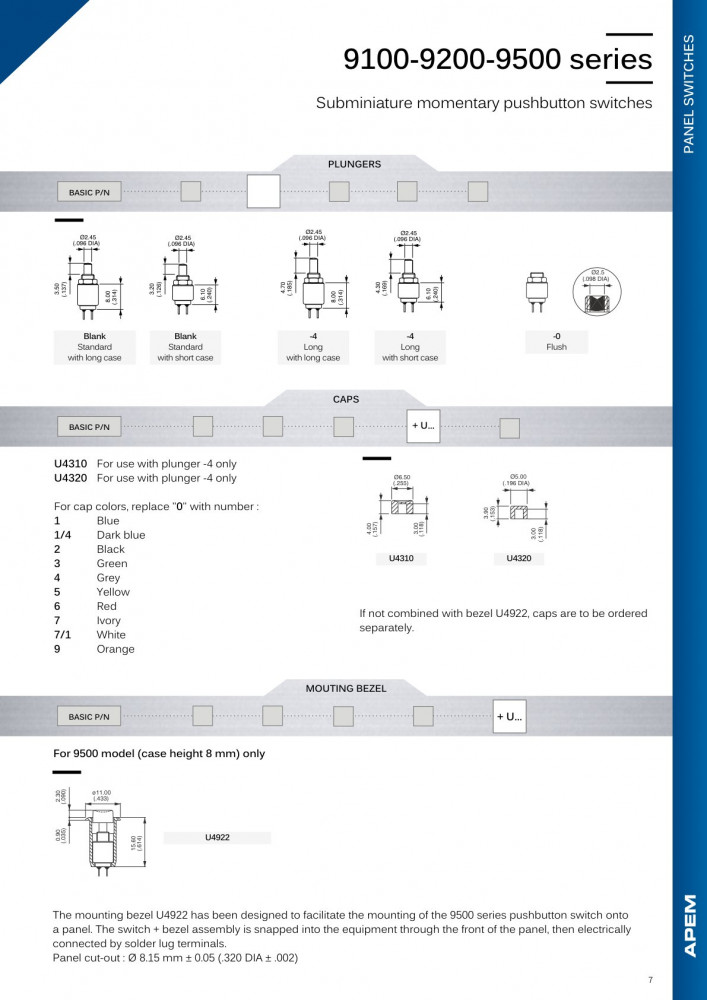 APEM 9100-9200-9500 series datasheet page 7