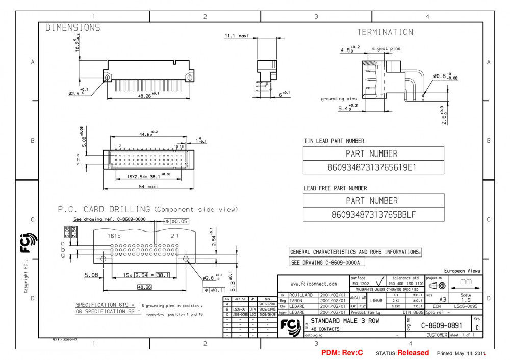 Amphenol 86093487313765BBLF technical document preview