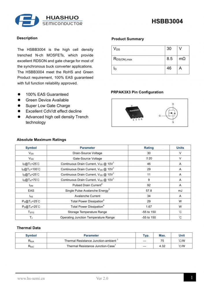 HSBB3004 datasheet page 1