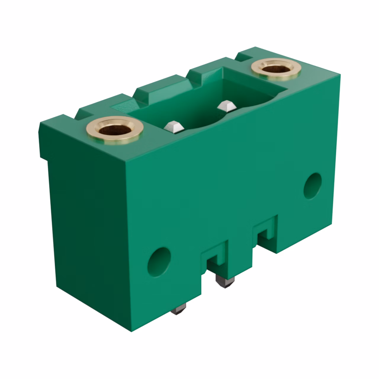 5.00mm Pitch Eurostyle Vertical PCB Header, with Threaded Retention Inserts, Green Housing, 2 Circuits for sale