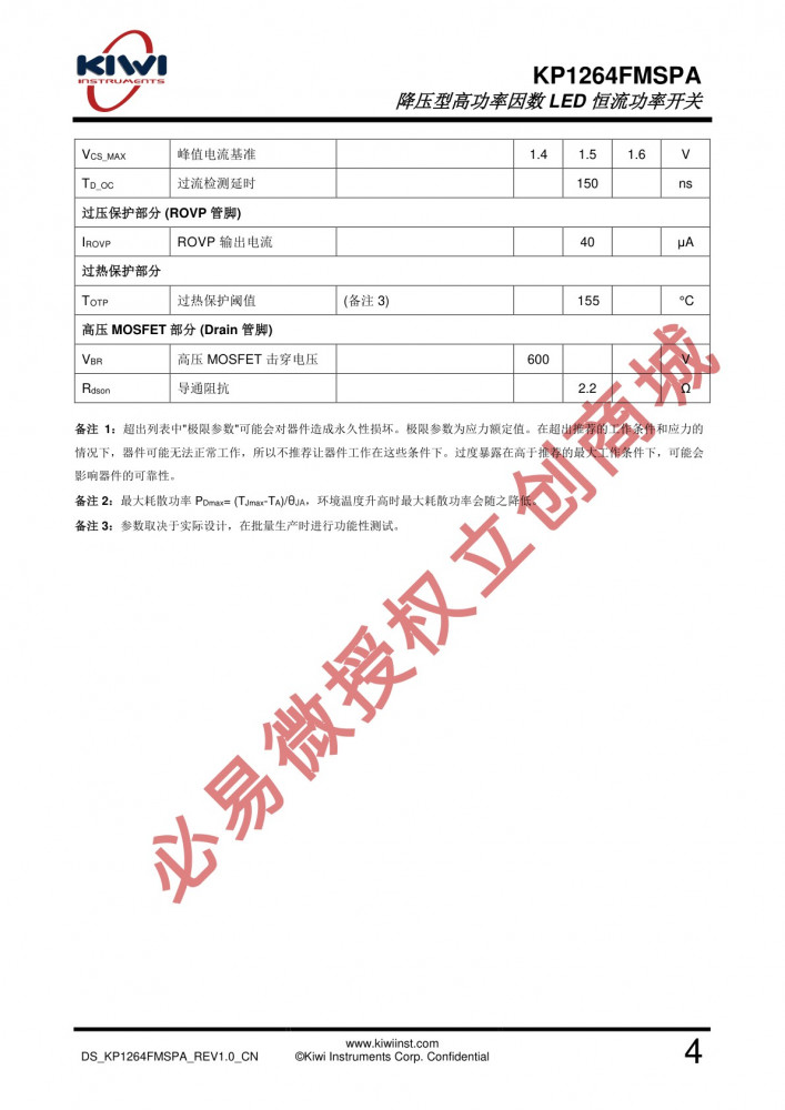 KP1264FMSPA datasheet page 4