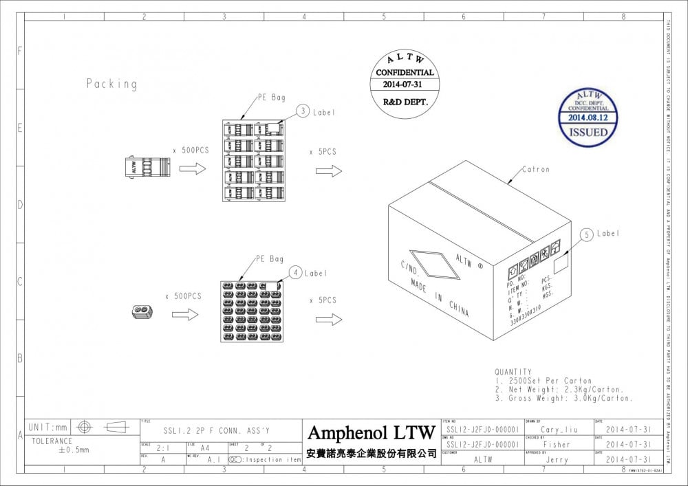Amphenol BBA00010667 technical drawing sheet 2