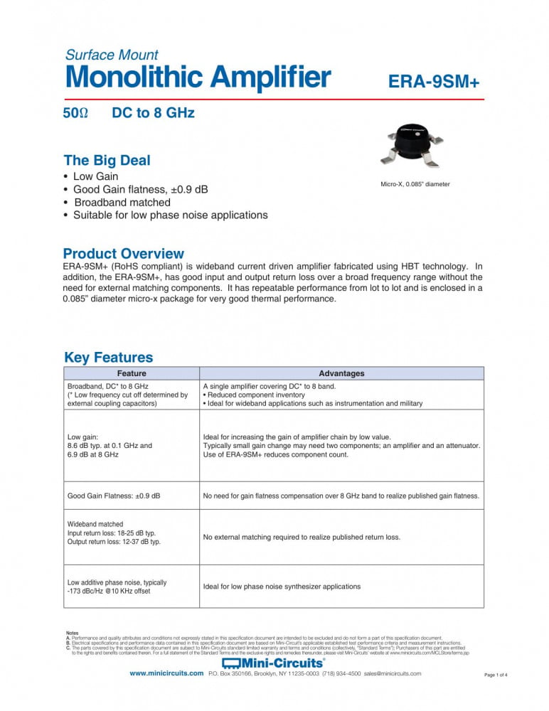 ERA-9SM+ datasheet page 1