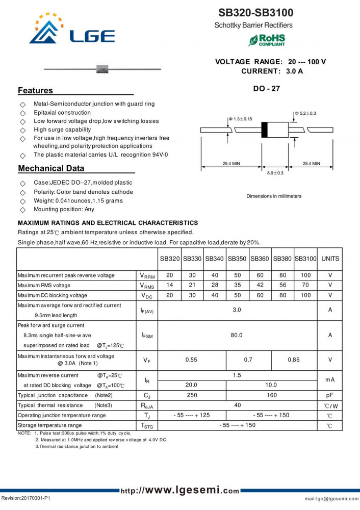 LGE SB3100 datasheet page 1