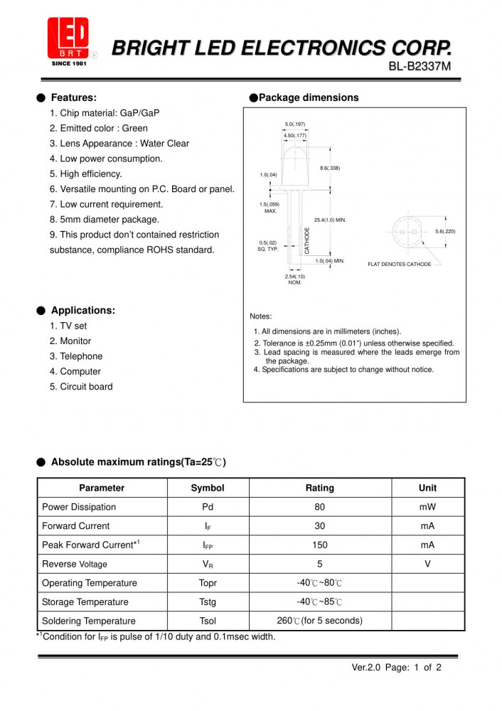 BL-B2337M datasheet page 1