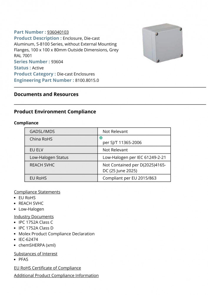 MOLEX 936040103 product document page 1