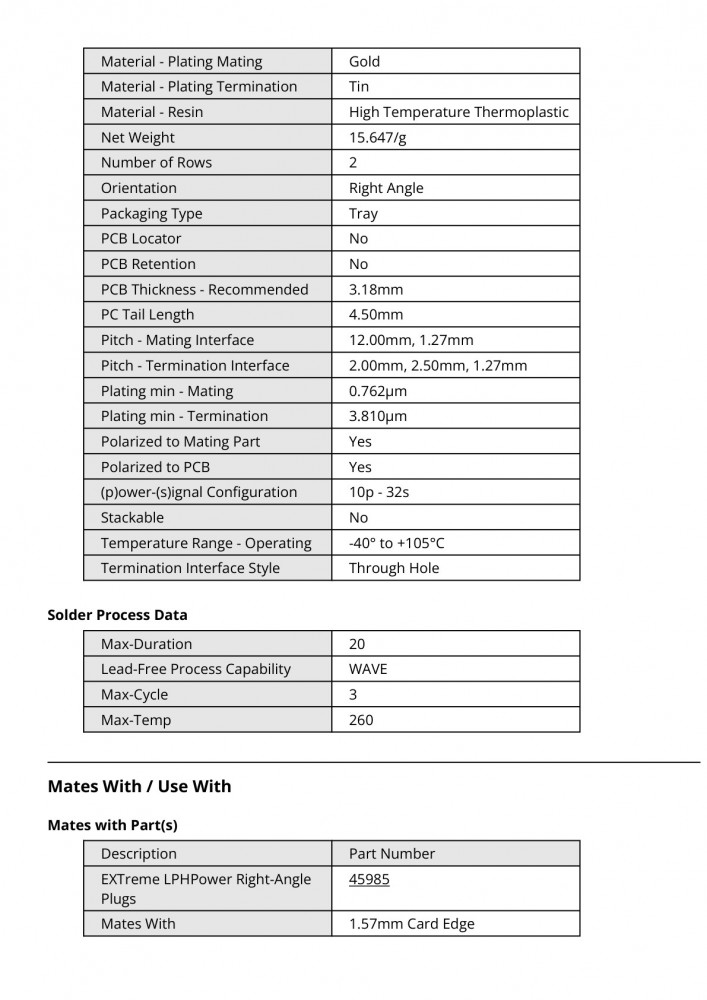 Technical document page 3 for MOLEX 459841261