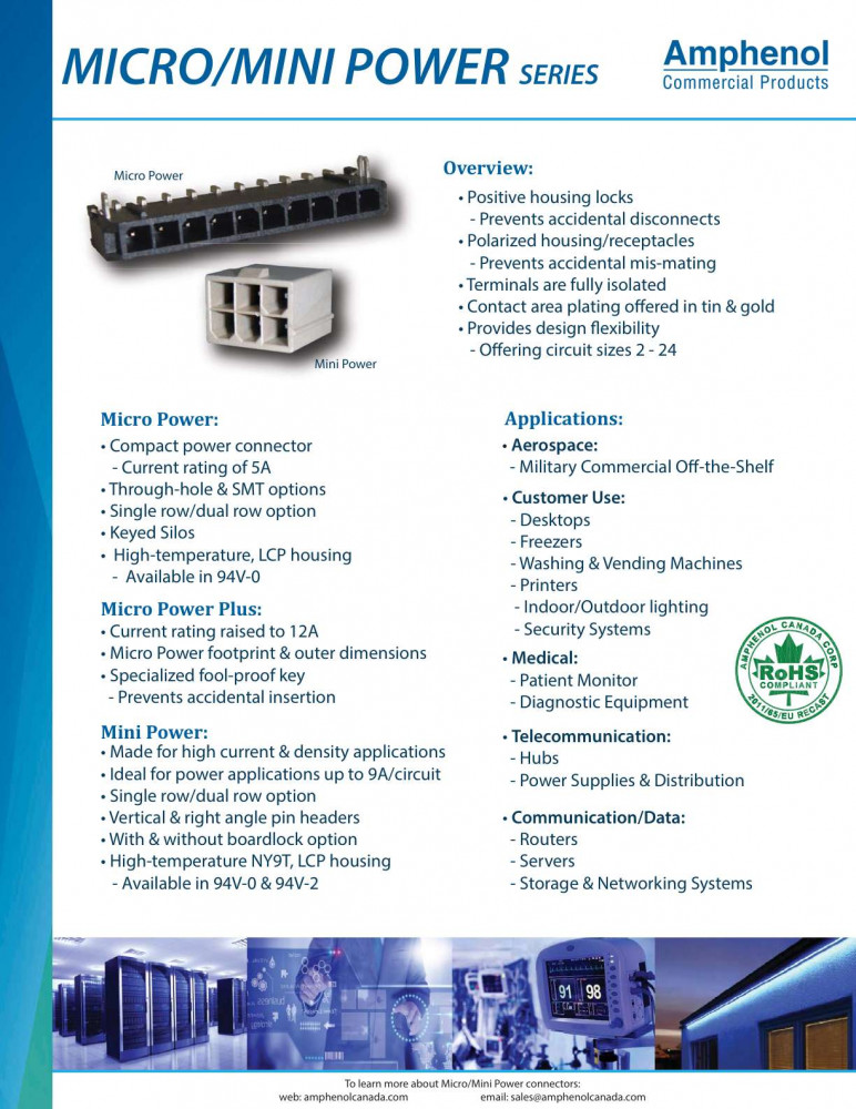 Amphenol Micro and Mini Power connector documentation page 1