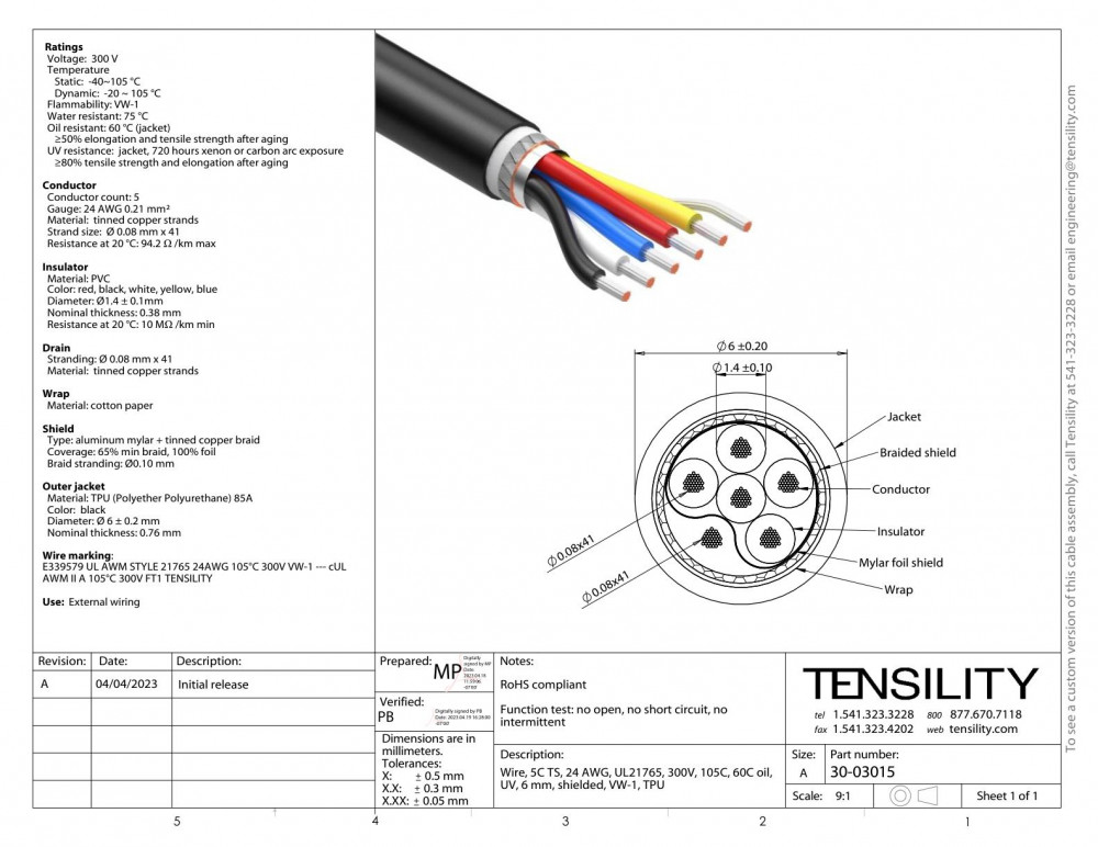 30-03015 product specification and dimensional drawing