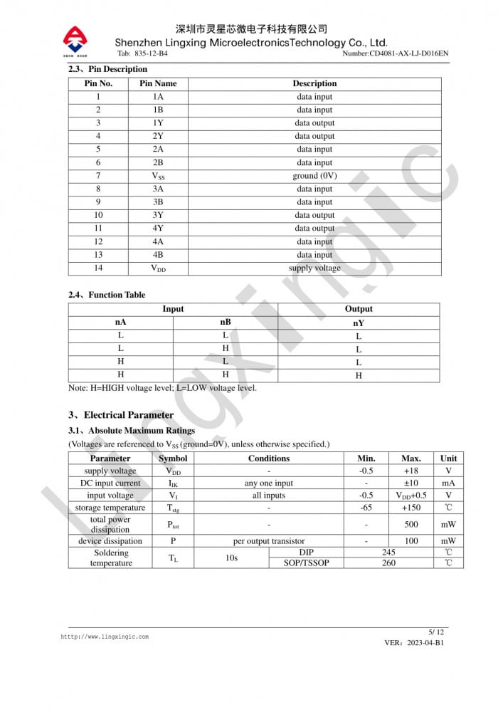 CD4081BE(LX) datasheet page 5