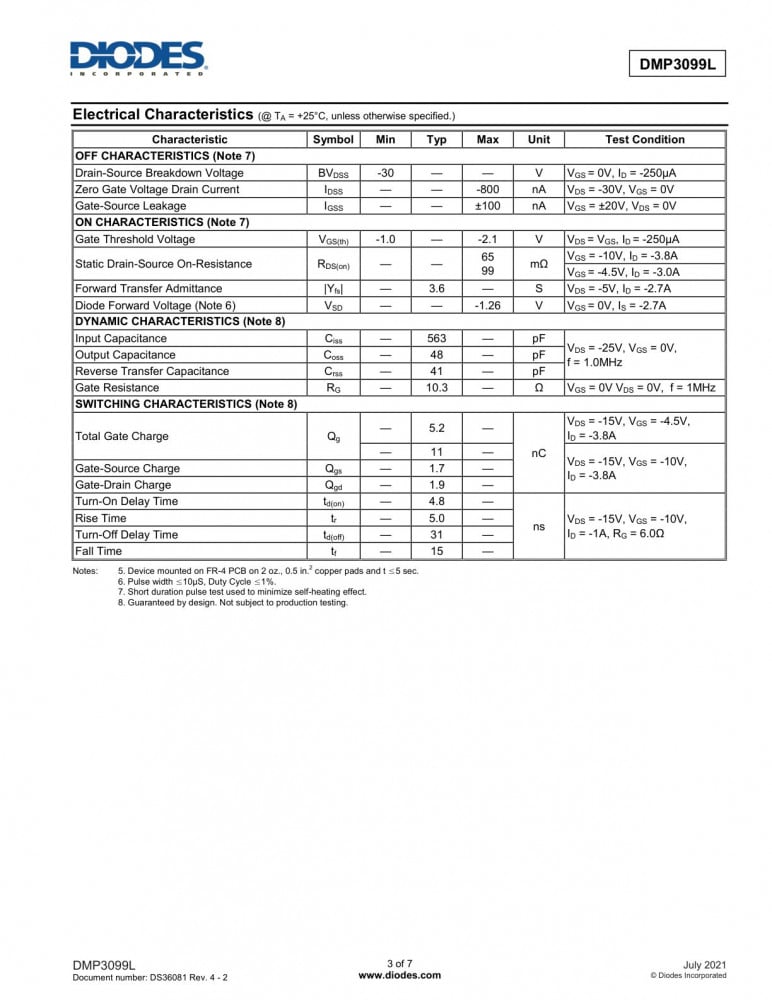 DMP3099L-7 datasheet page 3