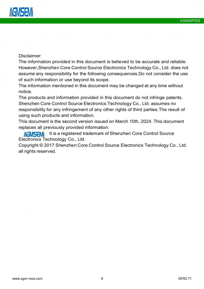 AGM30P20S datasheet page 9