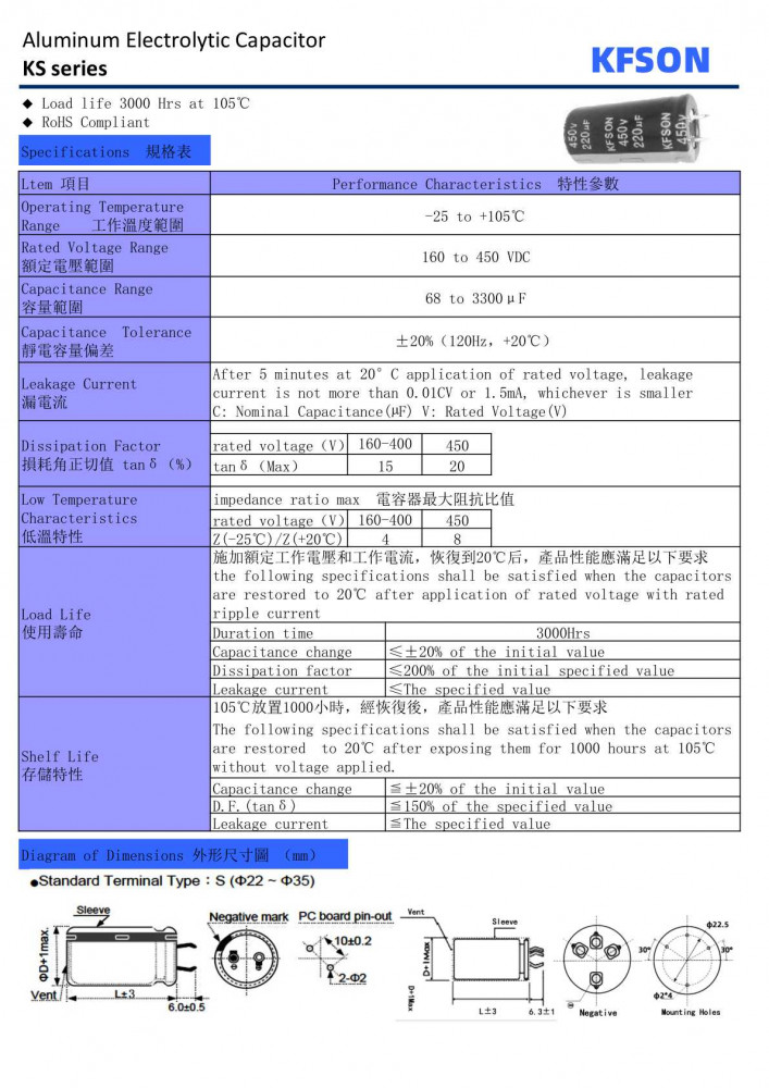 KFSON KS series datasheet page 1