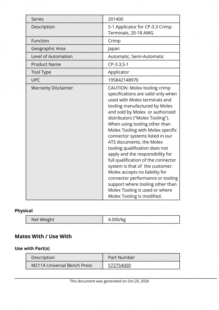 MOLEX 2014003710 product document image, page 2