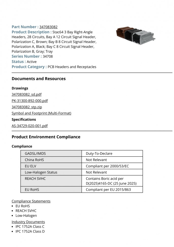 MOLEX 347083082 technical document preview, page 1