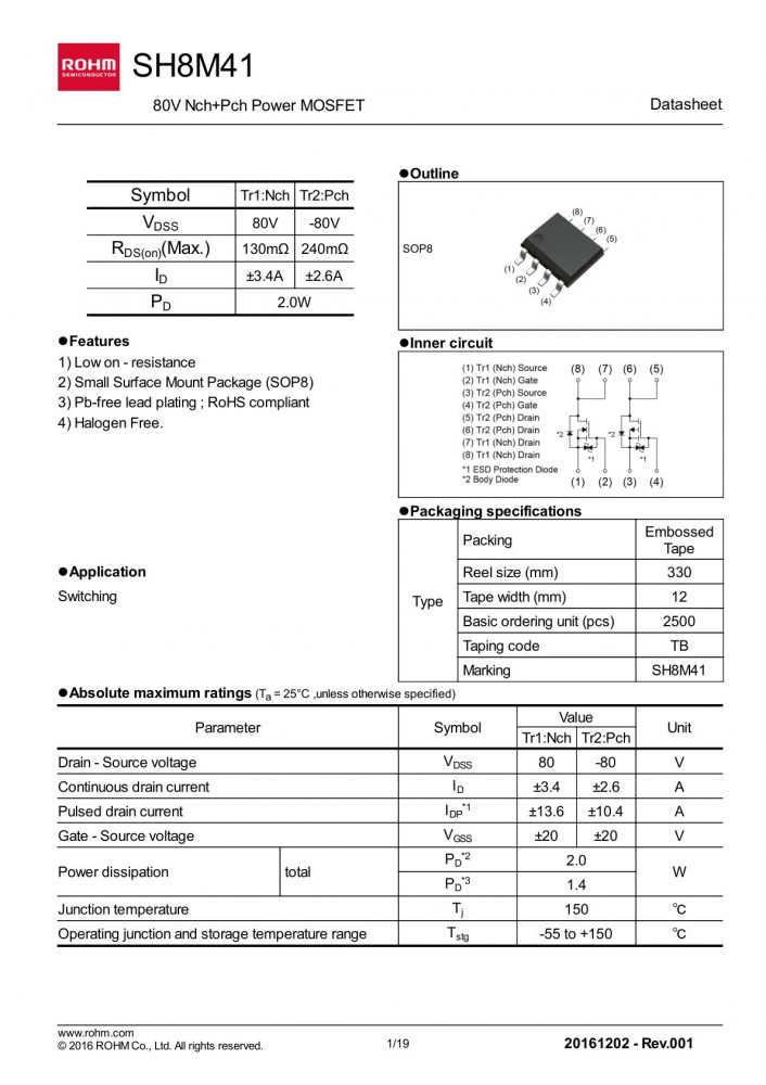 SH8M41TB1 datasheet page 1