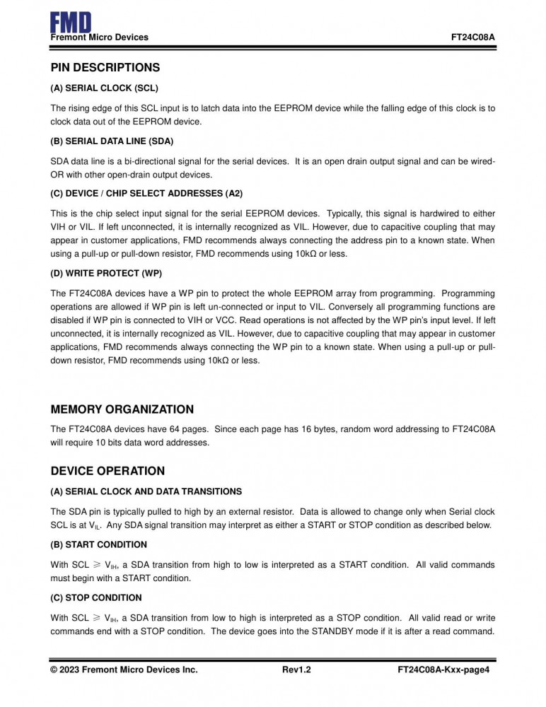 FT24C08A datasheet page 4