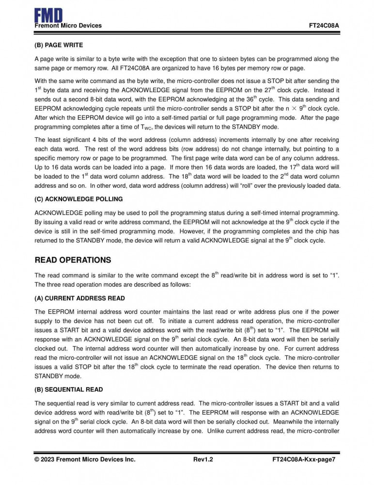 FT24C08A datasheet page 7
