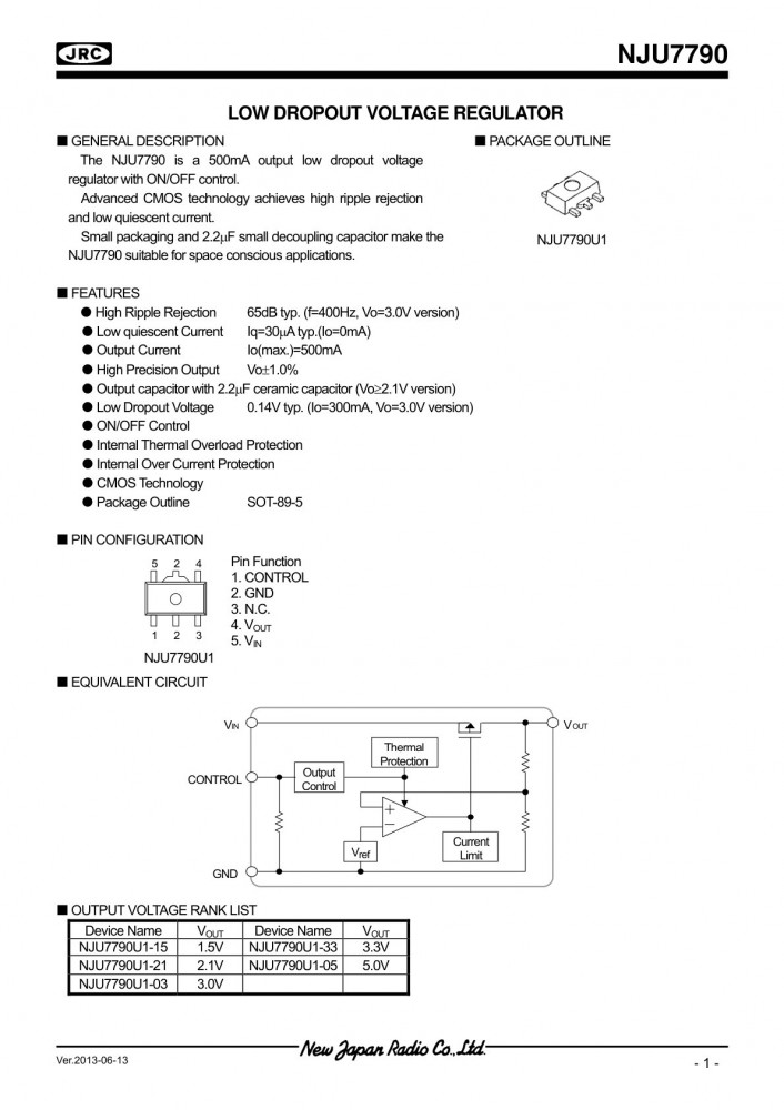 NJU7790 datasheet page 1