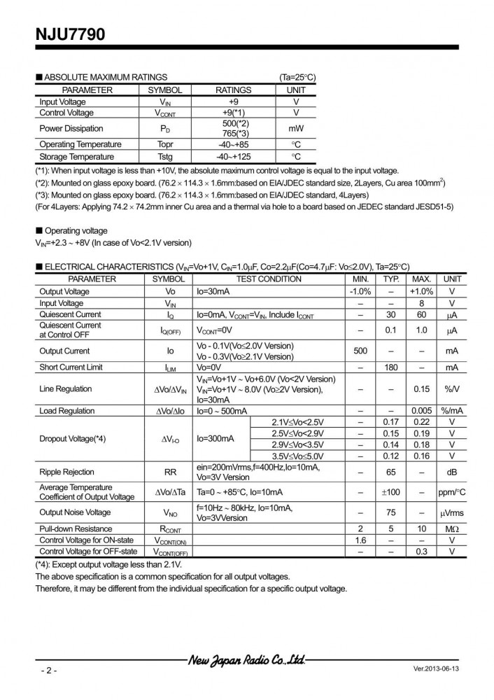 NJU7790 datasheet page 2