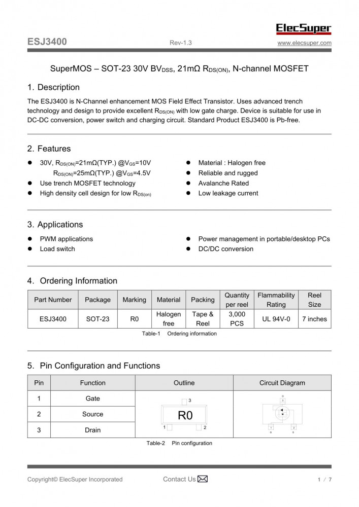 ESJ3400 datasheet page 1