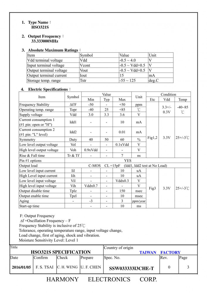 SSW033333I3CHE-T datasheet page 3