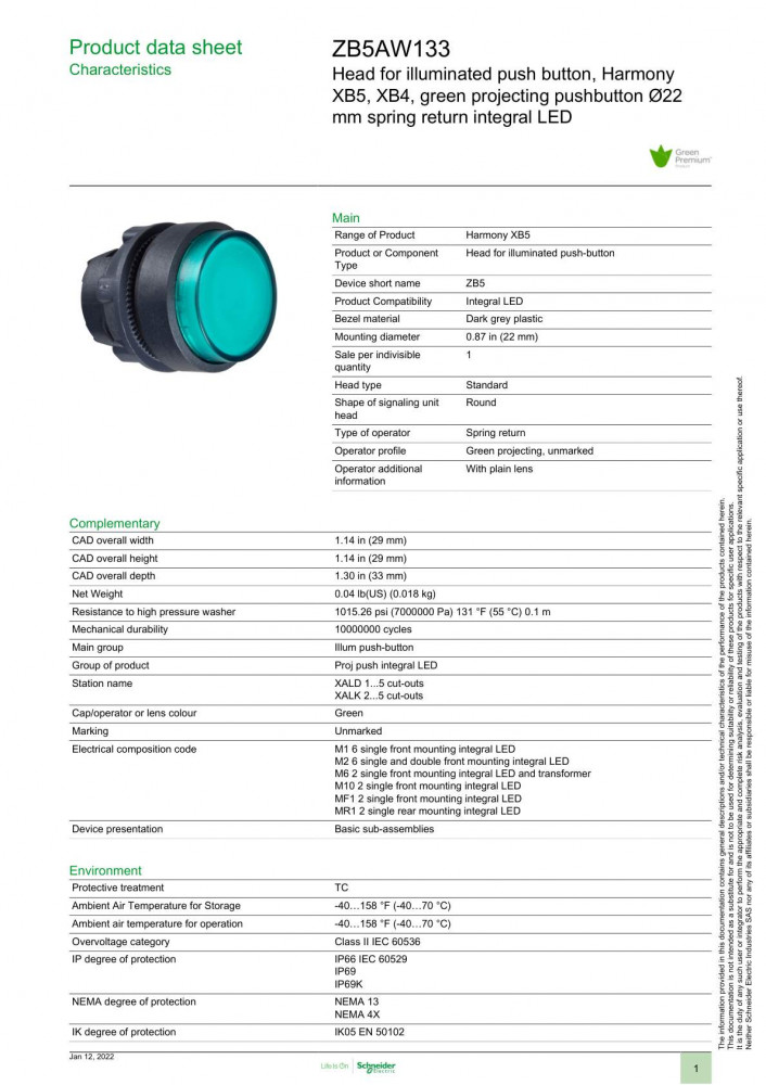 ZB5AW133 technical document page 1