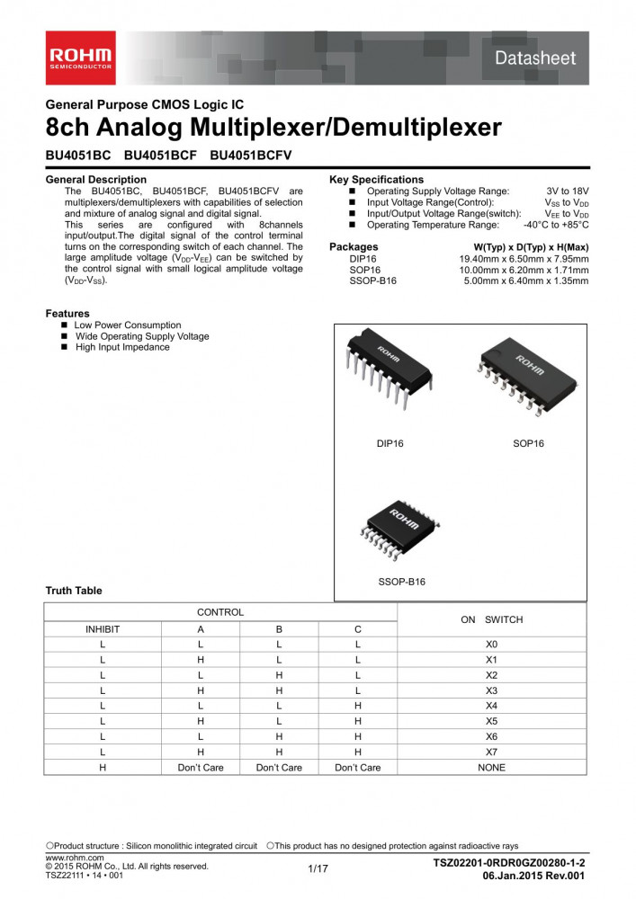 BU4051BCFV-E2 datasheet page 1