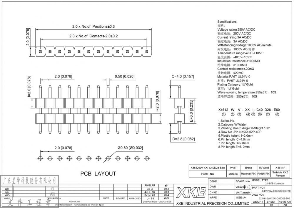 X4612WV-15I-C40D28-E60 technical drawing page 1