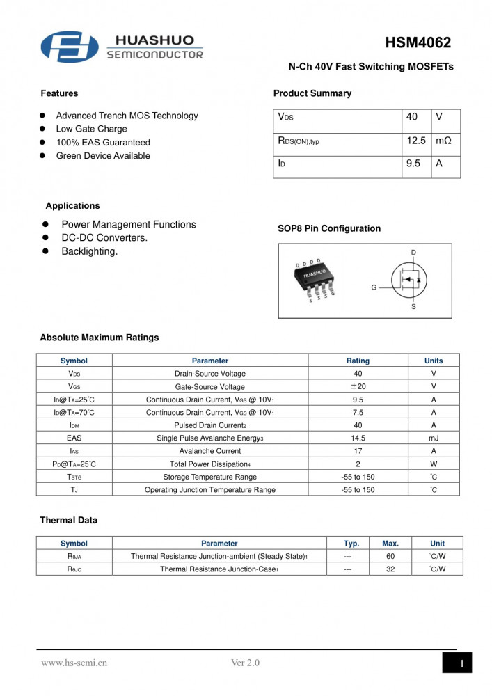 HSM4062 datasheet page 1