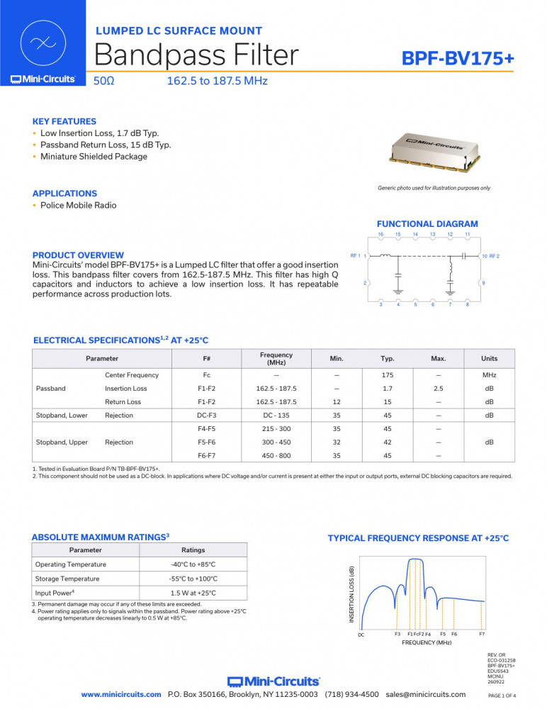BPF-BV175+ technical document, page 1