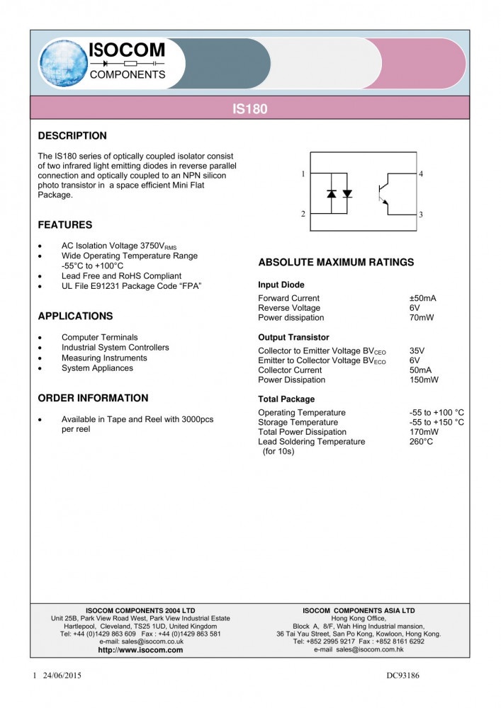 IS180 datasheet page 1