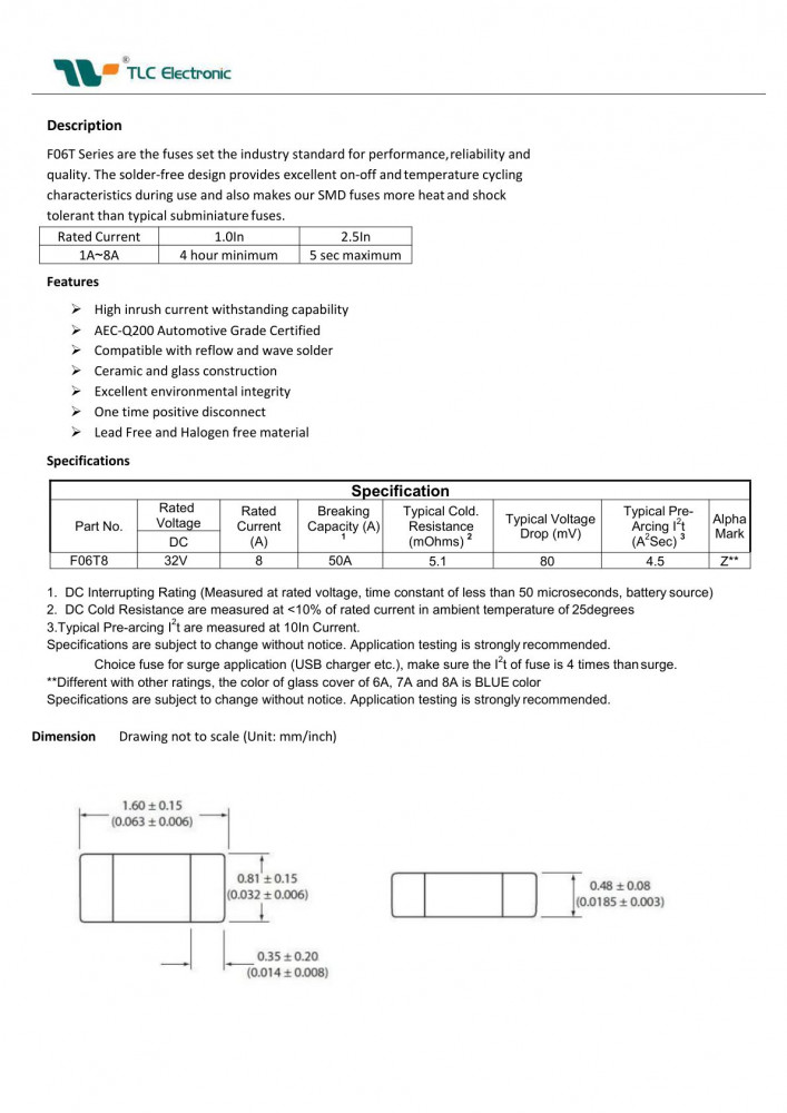 F06T8 specification sheet page 2