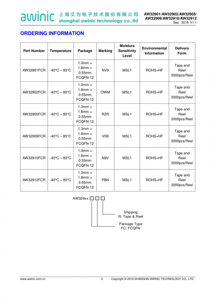 AW32912FCR datasheet page 5