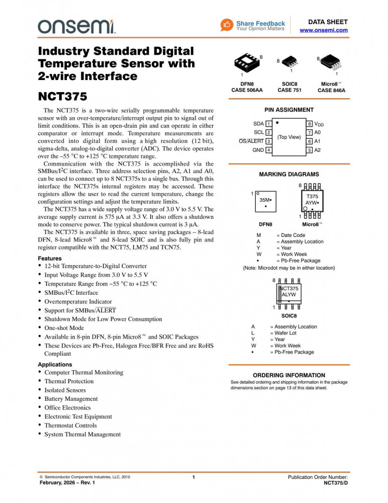 NCT375 datasheet page 1