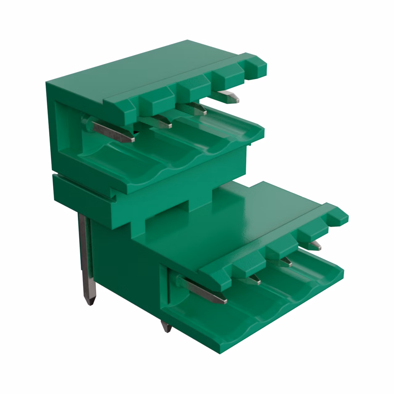 5.00mm Pitch Eurostyle Horizontal Dual Level PCB Header, Open Ends, Green Housing, 8 Circuits for sale