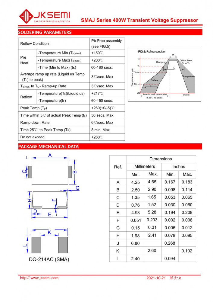 JKSEMI SMAJ series package drawing