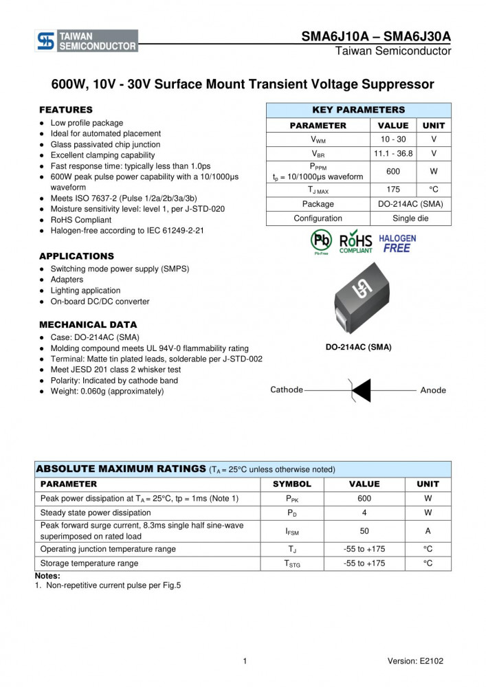 SMA6J10A document page 1