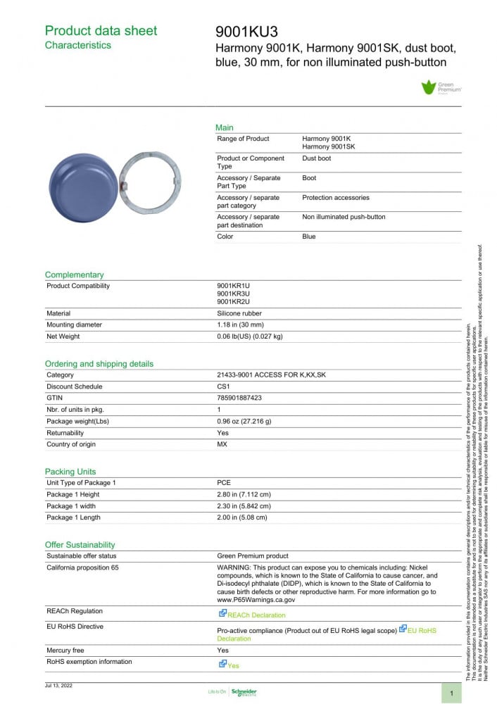 9001KU3 technical document page 1