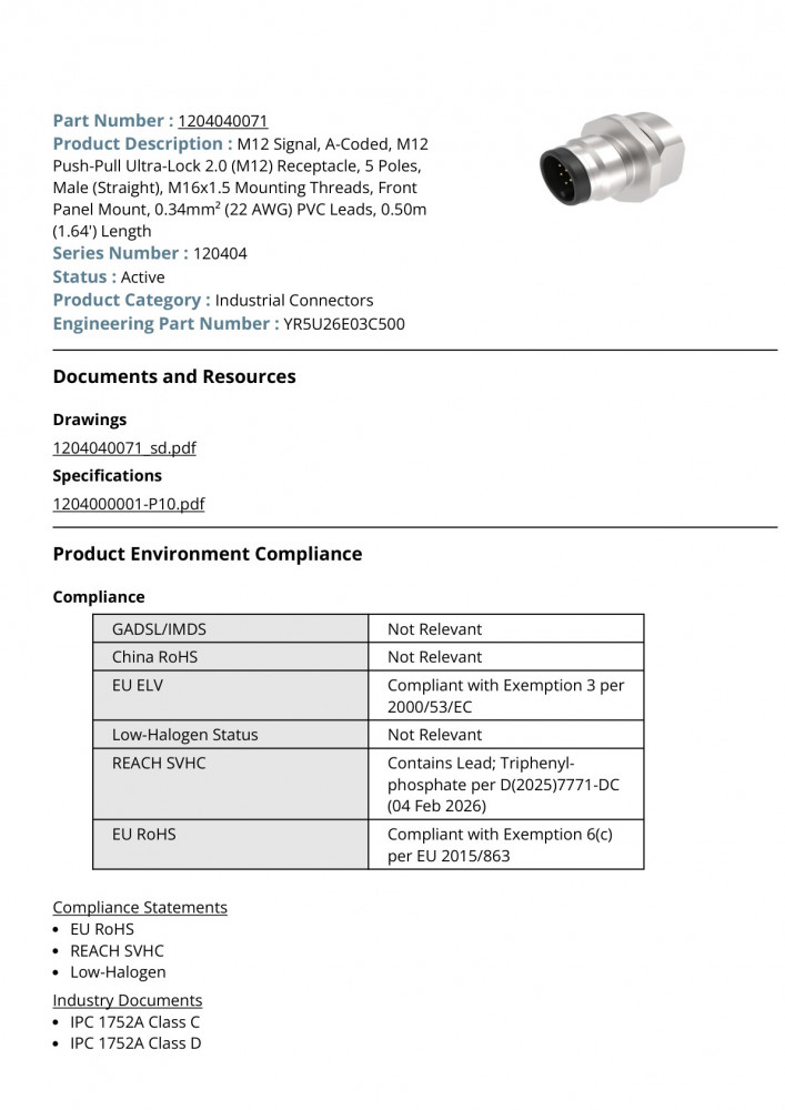 Product specification page 1