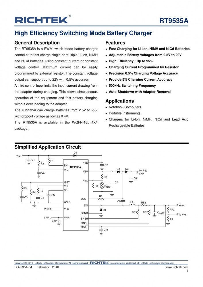 RT9535A datasheet page 1