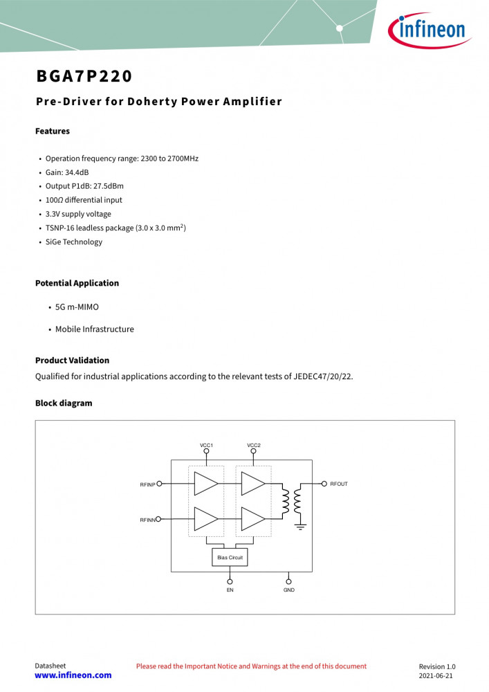 BGA7P220 datasheet page 1